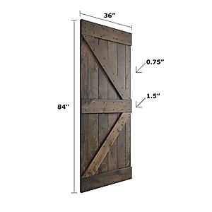 Coast Sequoia 24in/30in/36in/38in/42inX84in K Series DIY Solid Interior Knotty Wood Painted Barn Door Without Hardware Kit (Aged Barrel, 36 in x 84 in)