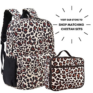 Fenrici Cheetah Lunch Box for Girls, Kids, Teens, Women, Insulated Lunch Bag for School, Work, Soft Sided Compartments, Spacious, BPA Free, Food Safe,10.8in x 8.5in x 2.8in, Cheetah