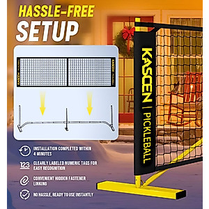 KASCEN Pickleball Net - Pickleball Net for Driveway, 22FT USAPA Portable Pickleball Set with Net, Pickle Ball Net with 4 Pickleballs & Carry Bag, Pickle Ball Net for Outdoor Indoor Court Backyard
