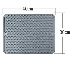 Silicone Heat Resistant Drain Pad Dish Draining Mat Non Slip Drying Pad Dry Fast Sink drying mat for Kitchen Black Grey Pink Red (Pink)