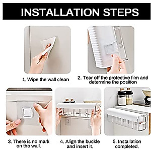 AODGHC Punch-Free Multi-Functional Storage Box, 1 Piece Clear Wall Mounted Drawer Organizer Underwear Socks Seasoning Storage Box with Adjustable Compartment for Closet Kitche (White)