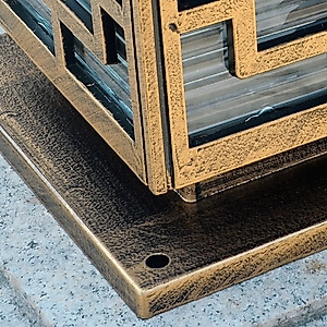 MODEBHD European E27 Column Lights Continental Victoria 1-Light Glass Lantern Bronze 25CM Column Lamp Outdoor Table Lamp Modern Simple Aluminum Waterproof Street Post Light Decoration Illumination