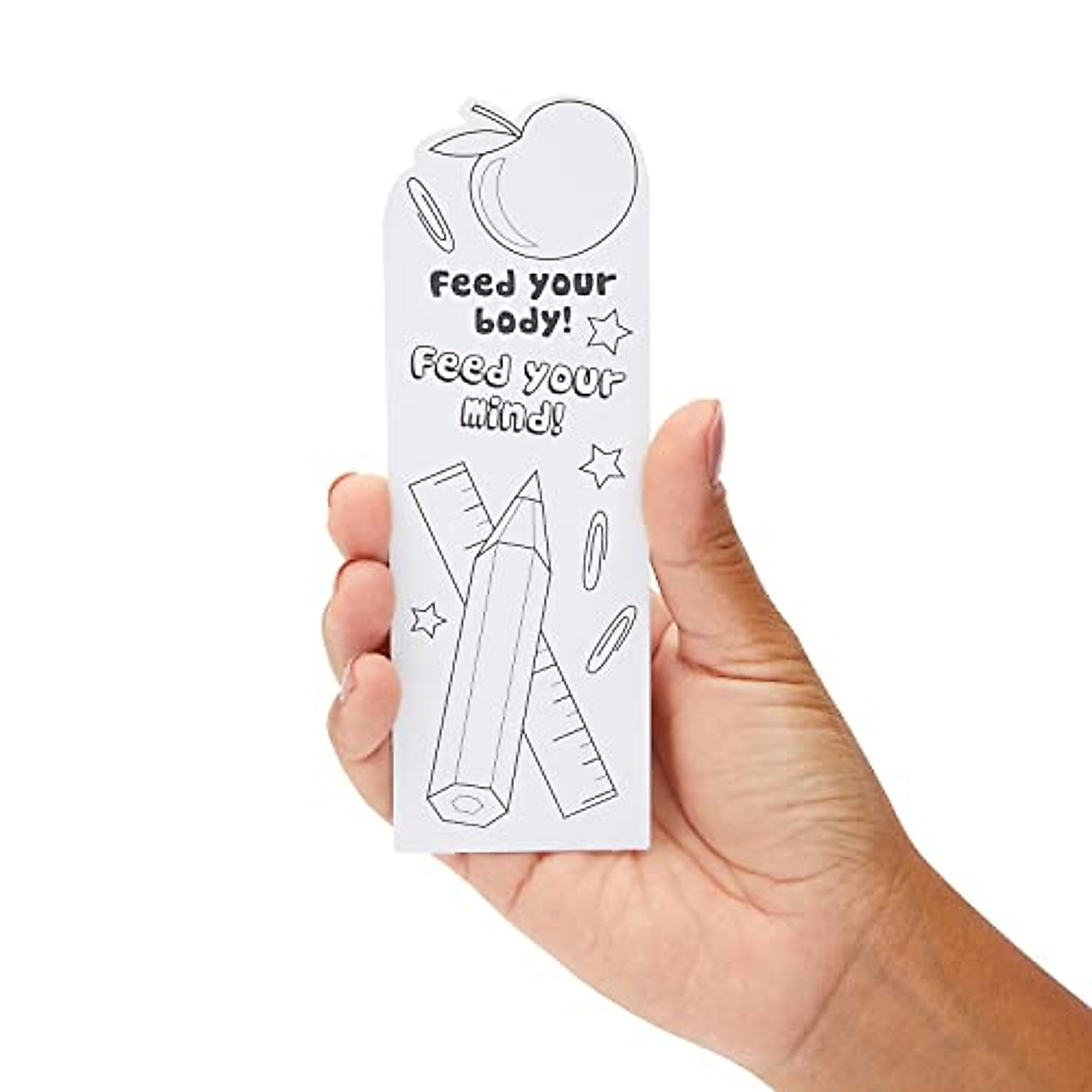 24 Pack Color Your Own Bookmarks for Kids, Students, DIY Classroom Art, 24 Book Worm Designs (2 x 6 in)