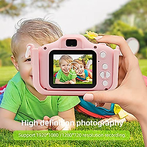 YUE3000 Upgrade Kids cat Camera,Gifts for Boys and Girls of Age 3-9, 1080P HD Digital Video Cameras for Toddler, 20M high -Definition Digital Camera, Suitable for Portable Toys with 32GB SD Card-Pink