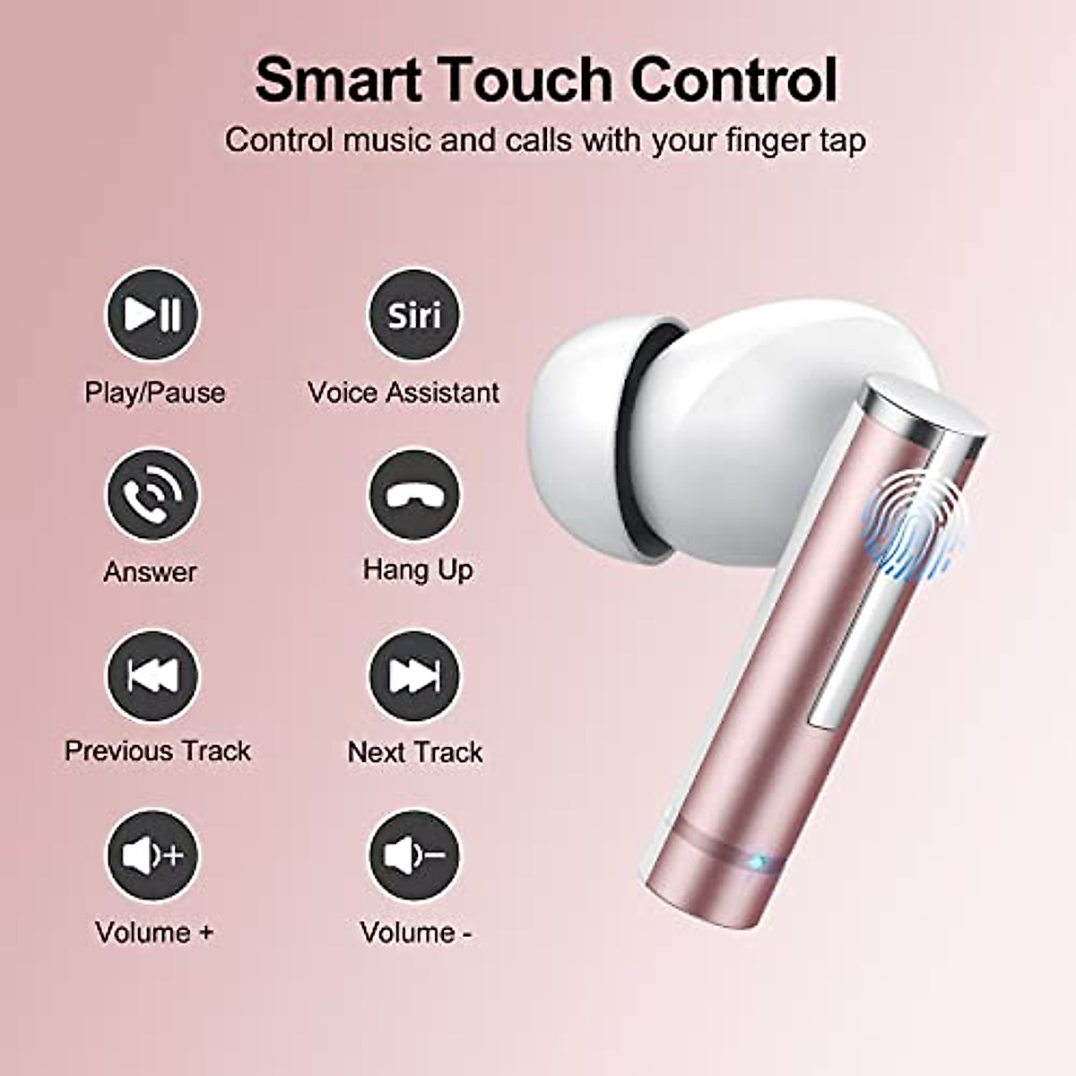 Lekaby Wireless Earbuds Bluetooth 5.3 Headphones Clear Call 40H Playback IPX7 Waterproof Stereo Earphones with USB-C Charging Case LED Power Display in-Ear Headset for Workout/Home/Office