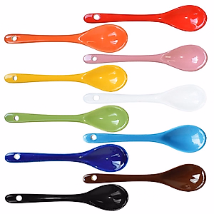 Xmomx 10 Color Porcelain Egg Spoons Ceramic Spoons 5 inch Coffee Dessert Yogurt Tea Milky Tea