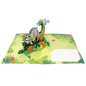 Take It Easy Fun Sloth - 3D Pop Up Greeting Card For All Occasions - Love, Birthday, Christmas, Goodluck, Congrats, Get Well - Message Note for Personalized - Amazing Gift - Thick Envelope, Fold Flat