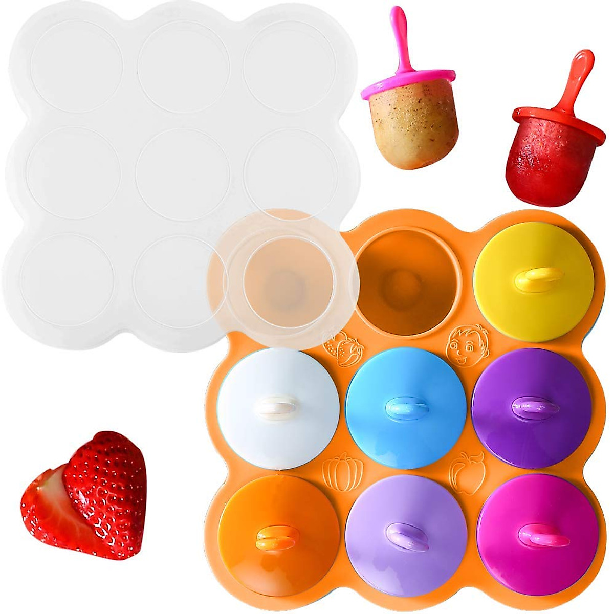 KeepingcooX Silicone Egg Bites Molds with Lid for Instant Pot Accessories with Non-Stick Popsicle Ice Pop Maker including 9 Reusable Plastic Sticks, fit for 6/8 Quart Pressure Cooker