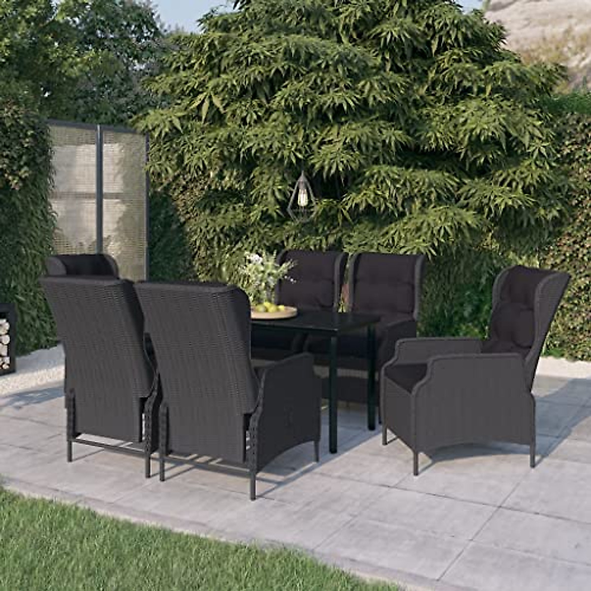 WHOPBXGAD 7 Piece Patio Dining Set Lawn Furniture,Patio Furniture Sets,Patio furnitureSui for patios, Gardens, lawns, Balconies, Poolside,Dark Gray