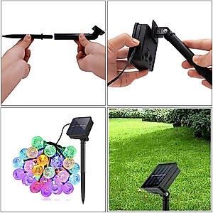 XUNATA Solar String Lights Outdoor, Waterproof 20 LED 16.4FT 8 Modes for Christmas, Home, Garden, Yard, Porch, Tree, Party, Holiday Decoration(Multi-colored)