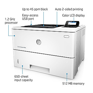 HP LaserJet Enterprise M506dn Laser Printer with Built-in Ethernet & Duplex Printing (F2A69A) (Renewed)