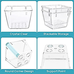 Vtopmart 25 PCS Clear Plastic Drawer Organizers Set, 4-Size Versatile Bathroom and Vanity Drawer Organizer Trays, Storage Bins for Makeup, Bedroom, Kitchen Gadgets Utensils and Office