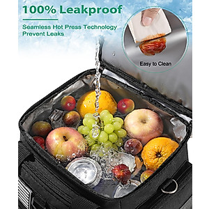 SumeStar Tactical Lunch Box for Men, Large Insulated Lunch Bag Adult, Heavy Duty Double Deck Expandable Lunch Cooler Bag Leakproof Waterproof Lunch Tote for Work Office Camping Travel - Black