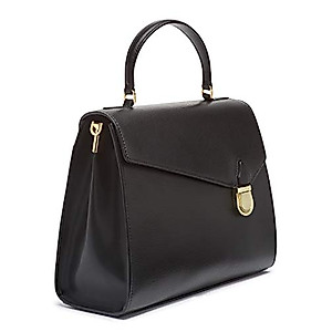 Calvin Klein Iris Hermine Leather Top Handle Satchel, Black/Gold