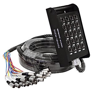 Seismic Audio - 16 Channel XLR SNAKE CABLE 50' long - 16 XLR sends and 4 XLR returns - Color Coded, Numerically well labeled - Heavy Duty 50 feet long