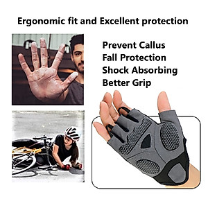 LuxoBike Cycling Gloves Mens Road Bike Gloves for Men-[5MM Gel Pad] Specialized Biking Gloves-[Ultra Breathable] Half Finger Road Bike Bicycle Gloves-[Silicone Antislip] for Cycling