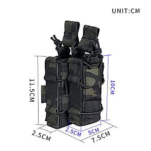 EXCELLENT ELITE SPANKER Open-Top Double Rifle Mag Pouch for M4 M14 M16 G36 AR15 Magazine with Pistol Mag Pouch(Mulcticam,Double Pouch)
