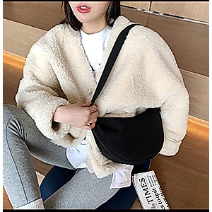 Hipi-shop Fashion color Personalized design nylon dumpling bag crossbody bag street style shoulder bag purse wallet for men and women (Black)