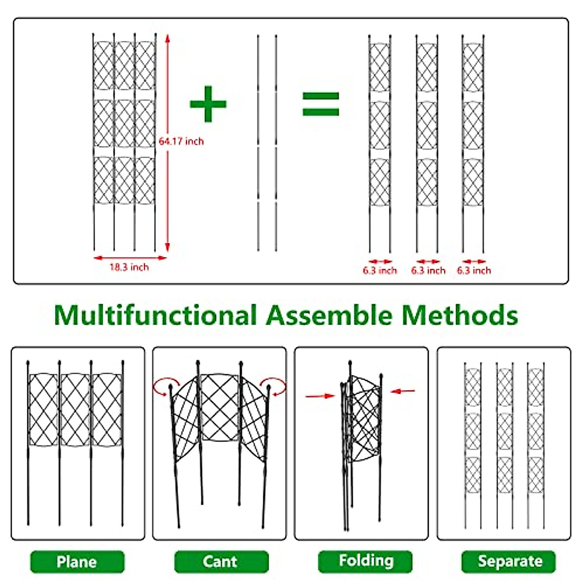 MYard Garden Trellis for Climbing Plants Outdoor, Plant Trellis Frame for Potted Plants, 64" Tall Vegetable Plant Support for Flowers Vegetable Vine Indoor Outdoor