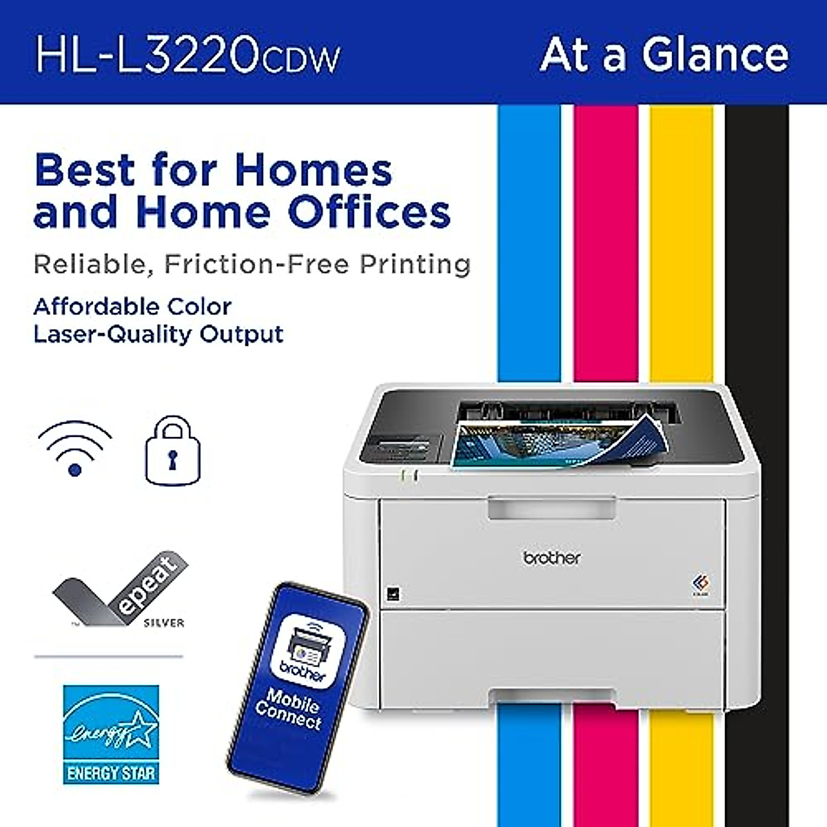 Brother HL-L3220CDW Wireless Compact Digital Color Printer with Laser Quality Output, Duplex and Mobile Device Printing | includes 4 Month Refresh Subscription Trial¹, Amazon Dash Replenishment Ready