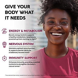 Vitamin B Complex for Men & Women - Made in USA - 11-in-1 B-Complex: B1, B2, B3, B5, B6, B7, B8, B9, B12 with Vitamin C, Choline, Inositol - Energy, Brain & Heart Support Supplement, 60 Vegan Capsules