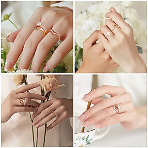 SMILEST Moissanite Double Wishbone Wedding Band for Women, D Color VVS1 Clarity Lab Created Diamond Rings 18K White Gold Vermeil Double Chevron Stacking Rings Moissanite Eternity Ring for Women