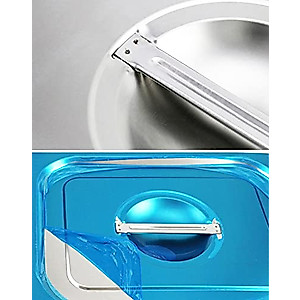QWORK Solid Pan Lid with Handle, 2 Pack Stainless Steel Steam Table Pan Cover, for 1/2 Size Steam Pans