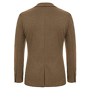 PJ PAUL JONES Casual Blazer Jackets for Men Two Button Lightweight Knit Sport Coat Men Brown L