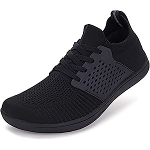 WHITIN Women's Minimalist Barefoot Low Zero Drop Shoes Female Sneakers Width Ladies Size 9 Wide Toe Box Trail Running Minimus Training Lightweight Black 40