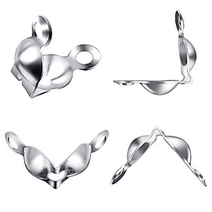 Syhood 1400 Pieces Bead Tips Knot Covers Clamshell Bead Tips for Jewelry Making Open Bead Tips Endcaps Fold-Over Bead Covers for DIY Bracelet Necklaces Earrings Keychains