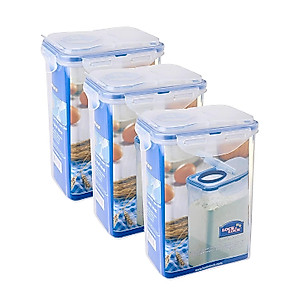 Lock & Lock Classics Tall Rectangular Plastic Airtight Kitchen Or Fridge Container Boxes Set With Leak Proof Lid 1.8 Liter, Set of 3, Transparent (HPL813F x 3)