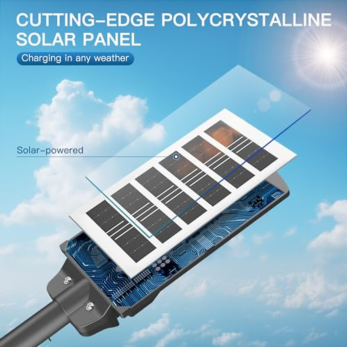 WYWNA Solar Outdoor Lights Motion Sensor - 150W LED Solar Street Lights Outdoor Waterproof Dusk to Dawn Solar Powered Security Lighting for Shed Yard Pathway Path Gutter Patio Fence (4 Pack)