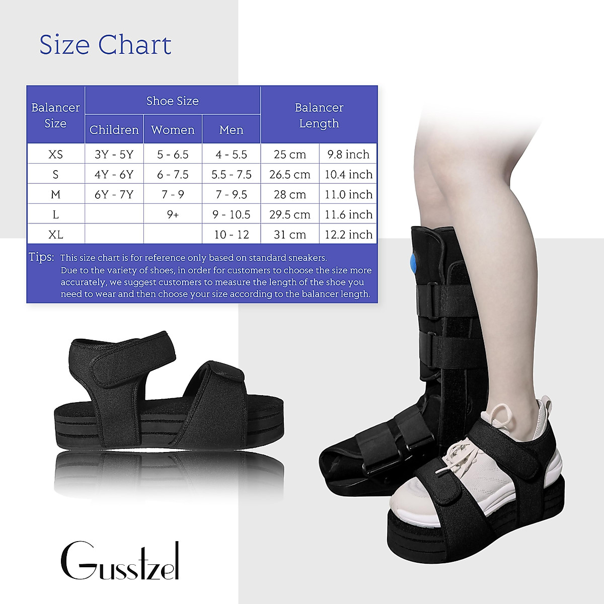 GUSSTZEL Professional Shoe Lift for Uneven Legs, Shoe balancer, Shoe Leveler for Walking Boot, Even Up for Men & Women, Women 6-7.5, Men 5.5-7.5