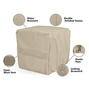 Covermates Square Patio Accent Table Cover - Patio Outdoor Furniture Cover, Water Resistant Outdoor Ottoman/Side Table Cover, Elite 300D Polyester, 26W x 26D x 25H, Khaki