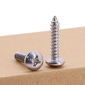 #14 x 1-1/4" Pan Head Phillps Drive Self Tapping Screws, 304 Stainless Steel, Round Head Wood Screws, Sheet Metal Tek Screws, 30 PCS