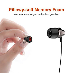 6 Pairs Earphone Tips F FEYCH Premium Replacement Earbud Tips Memory Foam Earphone Tips Blocking Noise Foam Tips Suit for 4.5-6.3mm Nozzle in-Ear Earphones with Storage Box(S/M/L, Black)