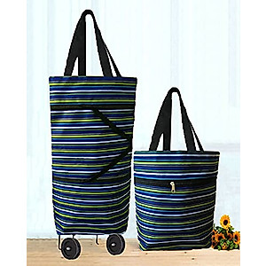 Collapsible Trolley Bags Folding Shopping Cart with Wheels - Reusable Grocery Bags (B09Y2SZ138)