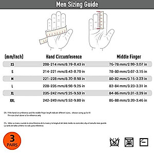 Vgo... 3Pairs Men's Goat Medium Duty Leather Work Gloves, 8mm Thick Foam Palm Pads, Touchscreen Compatible(Size L, White, GA7690)