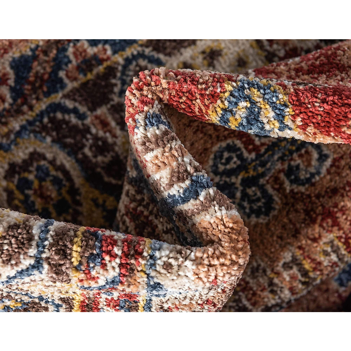 Unique Loom Utopia Collection Area Rug - Larissa (4' 1" Round, Terracotta/ Blue)