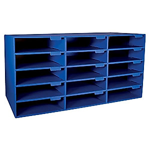 Pacon® 70% Recycled Mailbox Storage Unit, 15 Slots, Blue