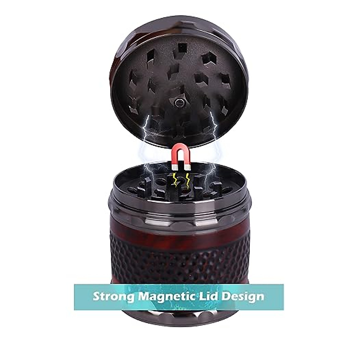 Herb Grinder Spice Grinder for Cooking Aluminium Alloy Manual Grinder (Gray with compass)