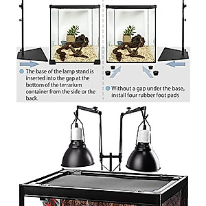 14.4" to 36.2" Adjustable Reptile Dual Heat Lamp Stand for Terrarium Metal Light Stand Floor Lamp Holder Heating Light Bracket Light Hanger for Fixing Porcelain, Deep Dome or Wire Clamp Lamp Fixtures