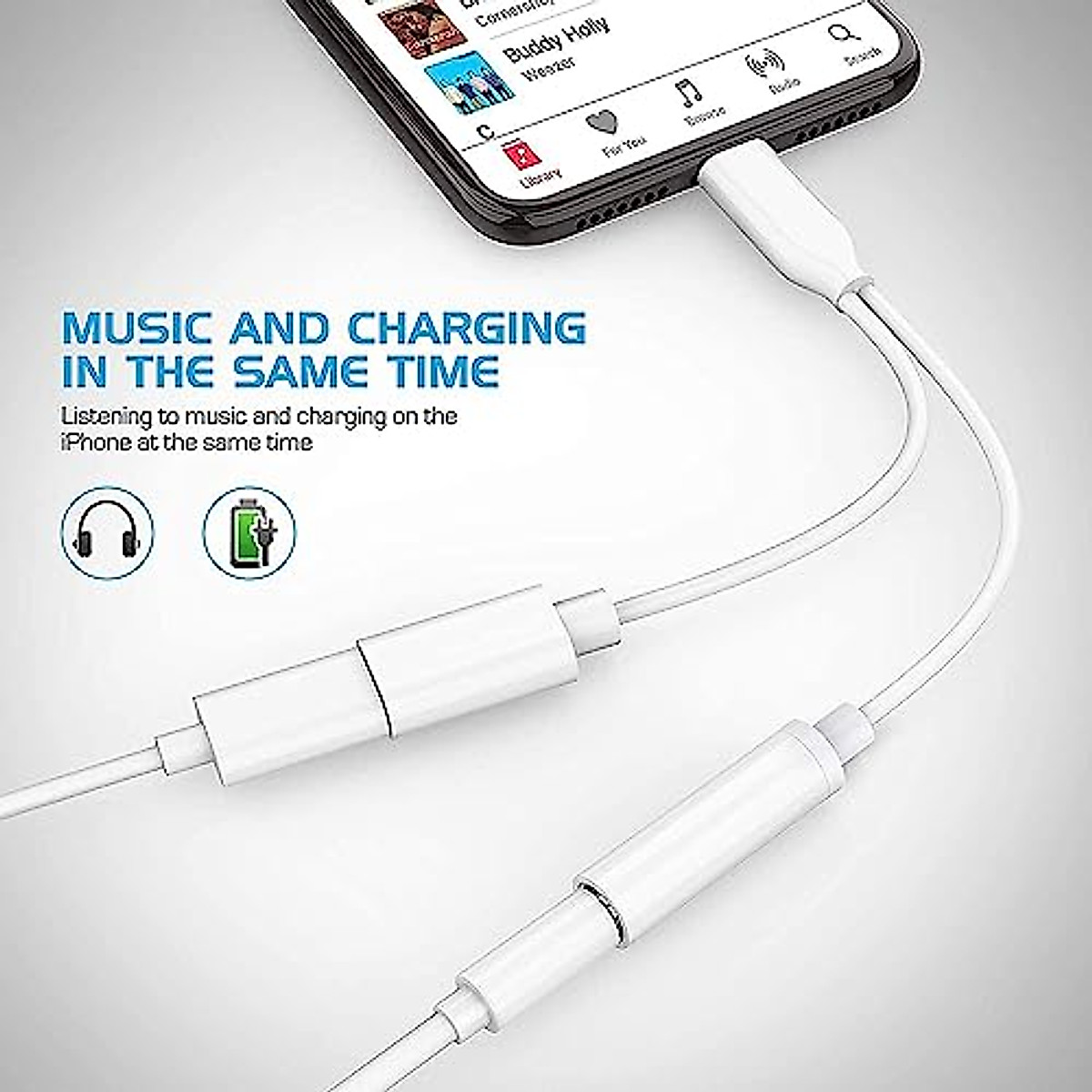 Headphone Adapter for iPhone, [Apple MFi Certified] 2 in 1 Lightning to 3.5mm AUX Audio + Charger Splitter Dongle Adapter Compatible with iPhone 14/13/12/11/XS/XR/X 8/7 iPad, Support All iOS System