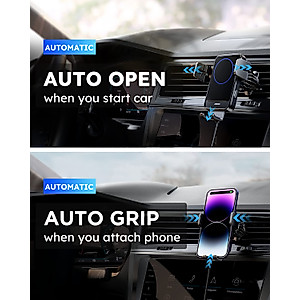 JOYROOM Wireless Car Charger Mount, Auto-Clamping 15W Max Qi Fast Charging Wireless Phone Charger for Car, Super Stable & Hands-Free Air Vent Car Phone Mount Charger for iPhone 15 14 13 12 11