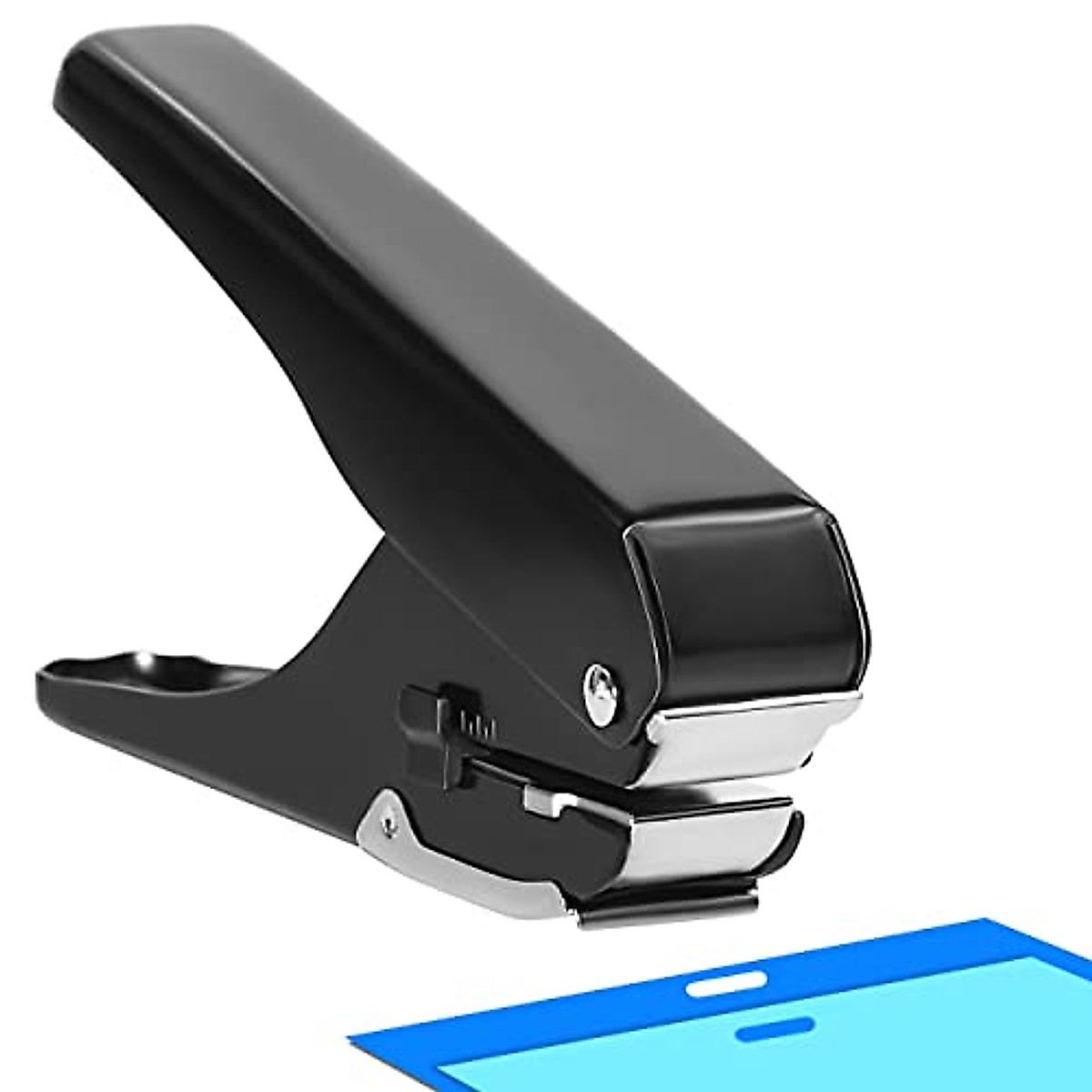 JIKIOU Badge Hole Punch, Upgraded All-Metal Construction Oval Hole Punch, Heavy-Duty Hole Punch for PVC ID Card DIY Crafts Paper Luggage Tag Name Tag Badge Holder(Elliptical Aperture:0.6 x 0.16 inch)