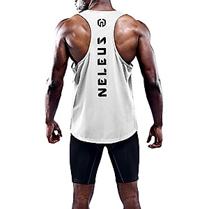 NELEUS Men's 3 Pack Dry Fit Athletic Muscle Tank Workout Gym Shirt,5031,Black,Grey,White,XL,EU 2XL