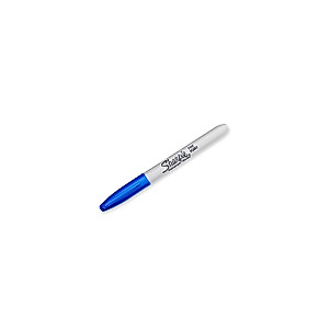 Fine Point Permanent Marker, BLUE, Durable Ink is Fade-Resistant and Water-Resistant - BLUE - 12 Pens Per Box - 1 Box
