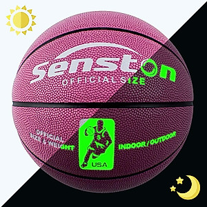 Senston Women's Basketball Size 6, Glow in The Dark Basketball Ball for Girls Womens, Luminous Basketballs 28.5" with Pump