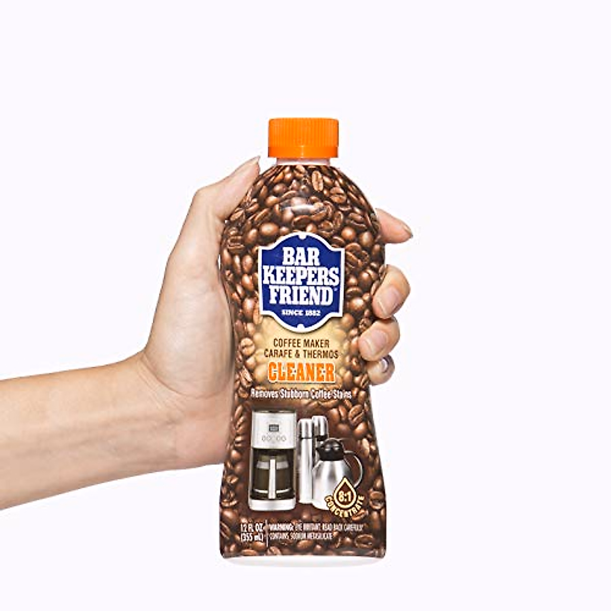 Bar Keepers Friend Coffee Maker Cleaner (12 oz) - Removes Oily Residue, Tannins and Stains - For Single-Cup and Automatic Drip Coffee Makers and Espresso Machines