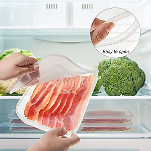 HXYCNNA 2 Pack Bacon Keeper, Bacon Storage Containers, Lunch Meat Container For Refrigerator, food Storage Containers With Lids Airtight, Deli Meat & Cheese Stackable Food Storage Organizer